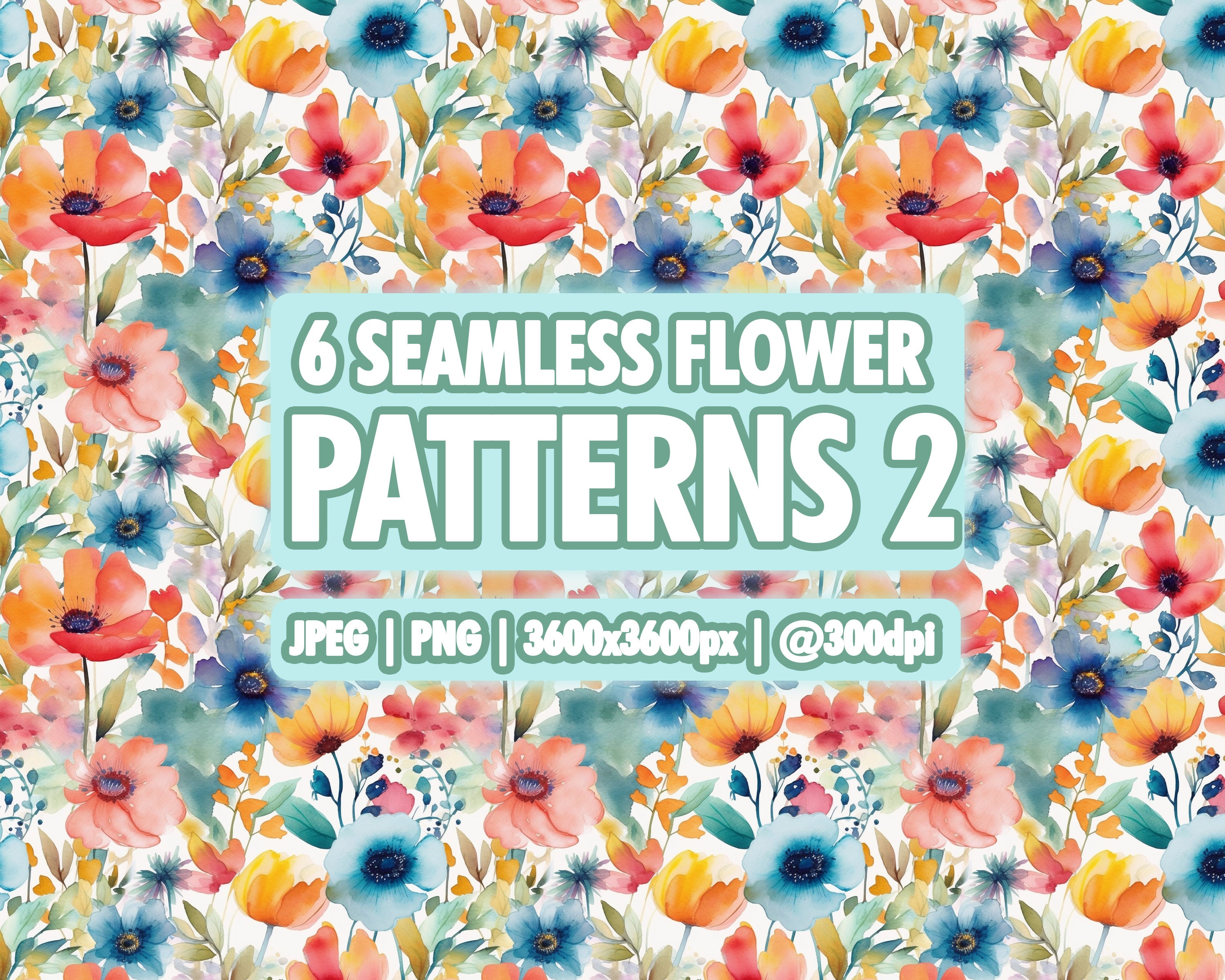 Wild Flowers Clipart & Seamless Patterns Megapack Plants - Etsy