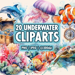 20 Underwater Cliparts | Maritime, Nautical Digital Artwork, Ocean ...