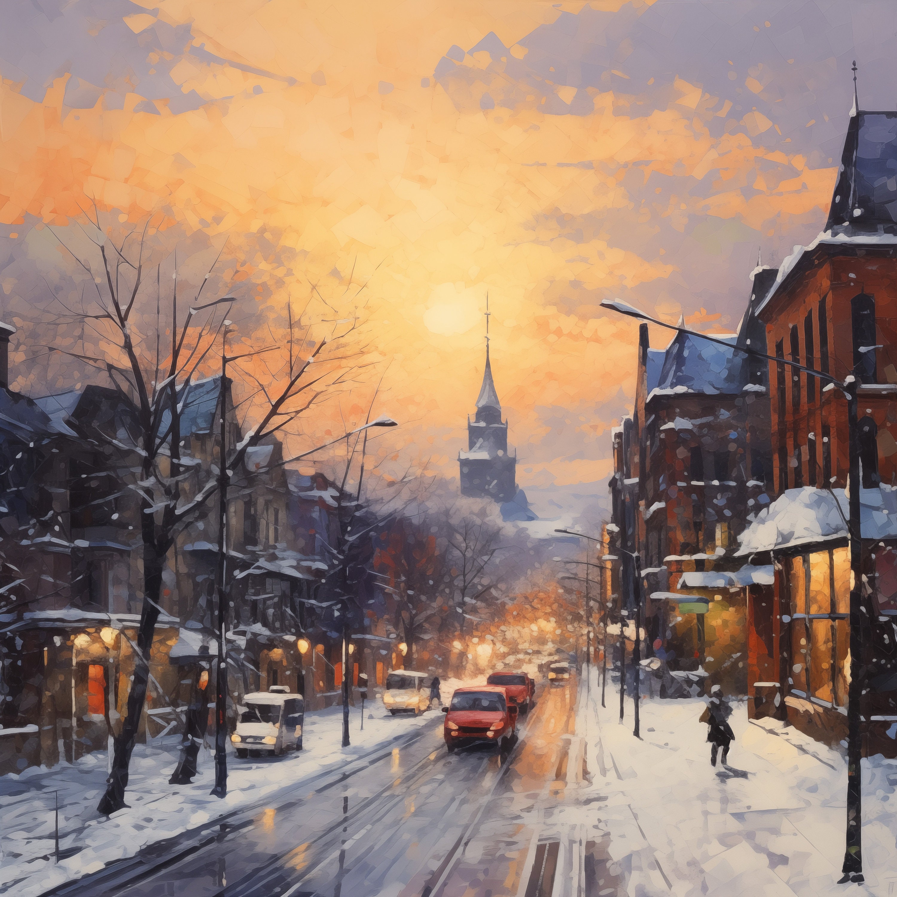 25 Vintage Winter Town Scenery Cliparts Locations & - Etsy