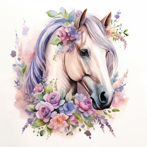 50 Flower Horses Clipart | Animals, Digital Artwork, Floral Design ...