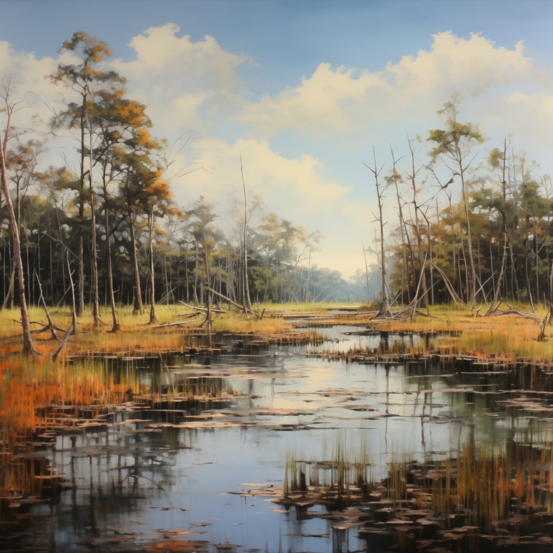 20 Vintage Swamp and Wetland Landscape Cliparts | Landscapes Locations ...