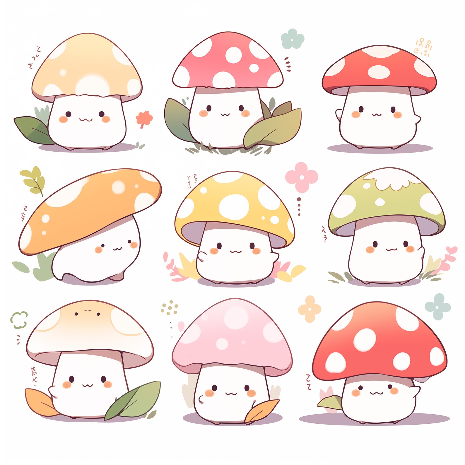 10 Kawaii Mushroom Clipart | Anime Animals, Cute Japanese Fungi ...