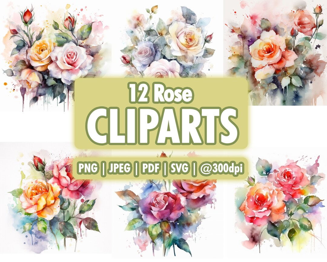 12 Roses Clipart | Plants, Digital Artwork, Floral Design, Flowers ...