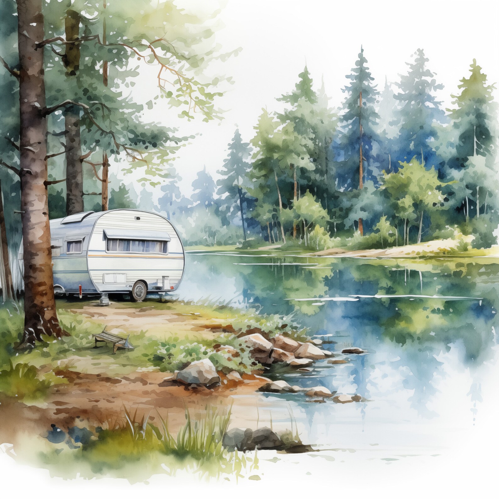 10 Vintage Caravan Clipart Touring Caravan, RV Camper Van, VW Digital ...