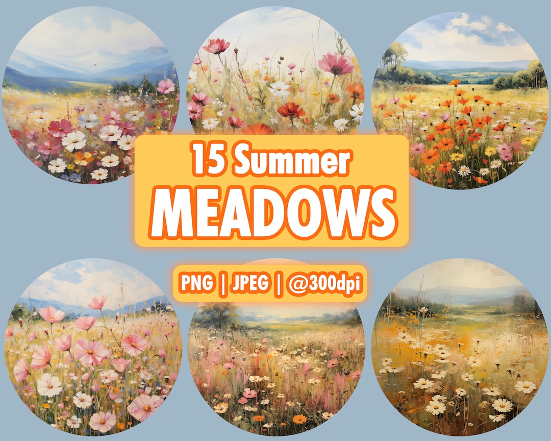 15 Vintage Summer Meadow Cliparts | Landscapes Locations & Sceneries ...