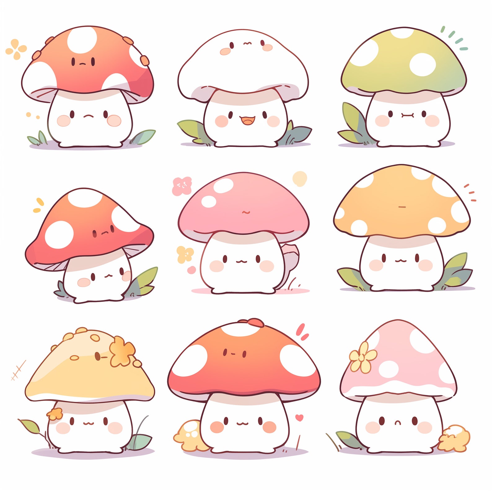 10 Kawaii Mushroom Clipart | Anime Animals, Cute Japanese Fungi ...