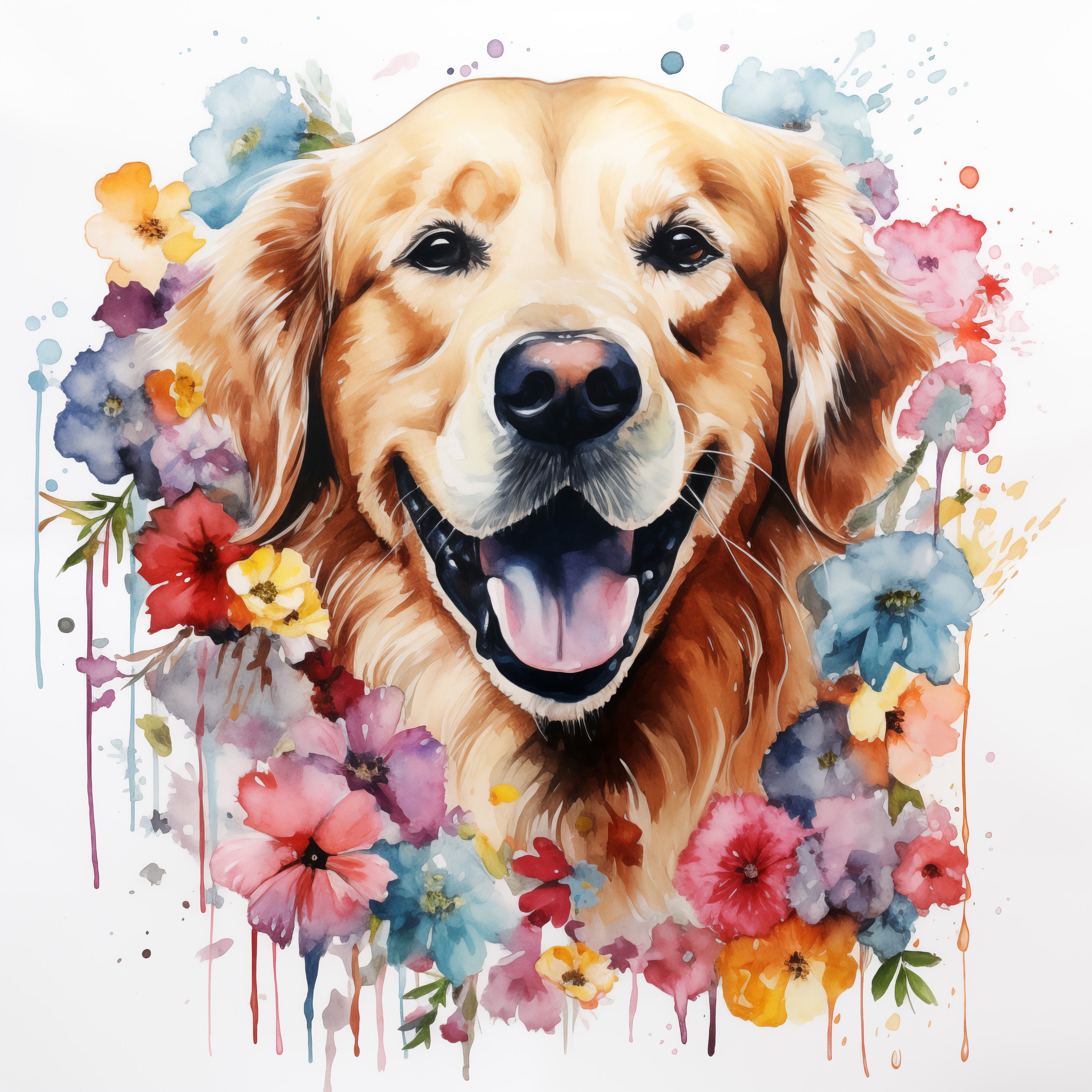 100 Flower Dogs Clipart | Animals, Digital Artwork, Floral Design ...