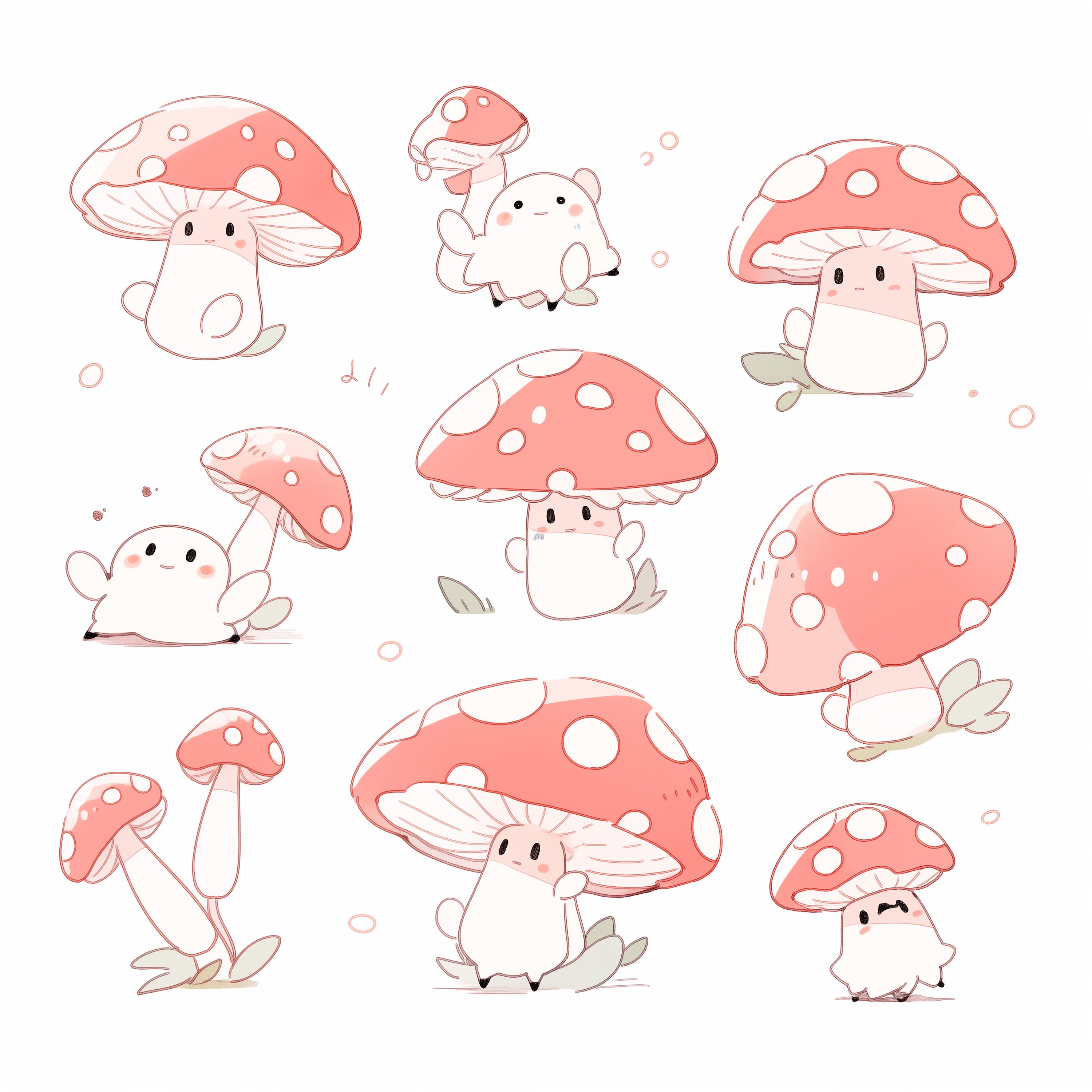 10 Kawaii Mushroom Clipart Anime Animals, Cute Japanese Fungi, Mushroom ...