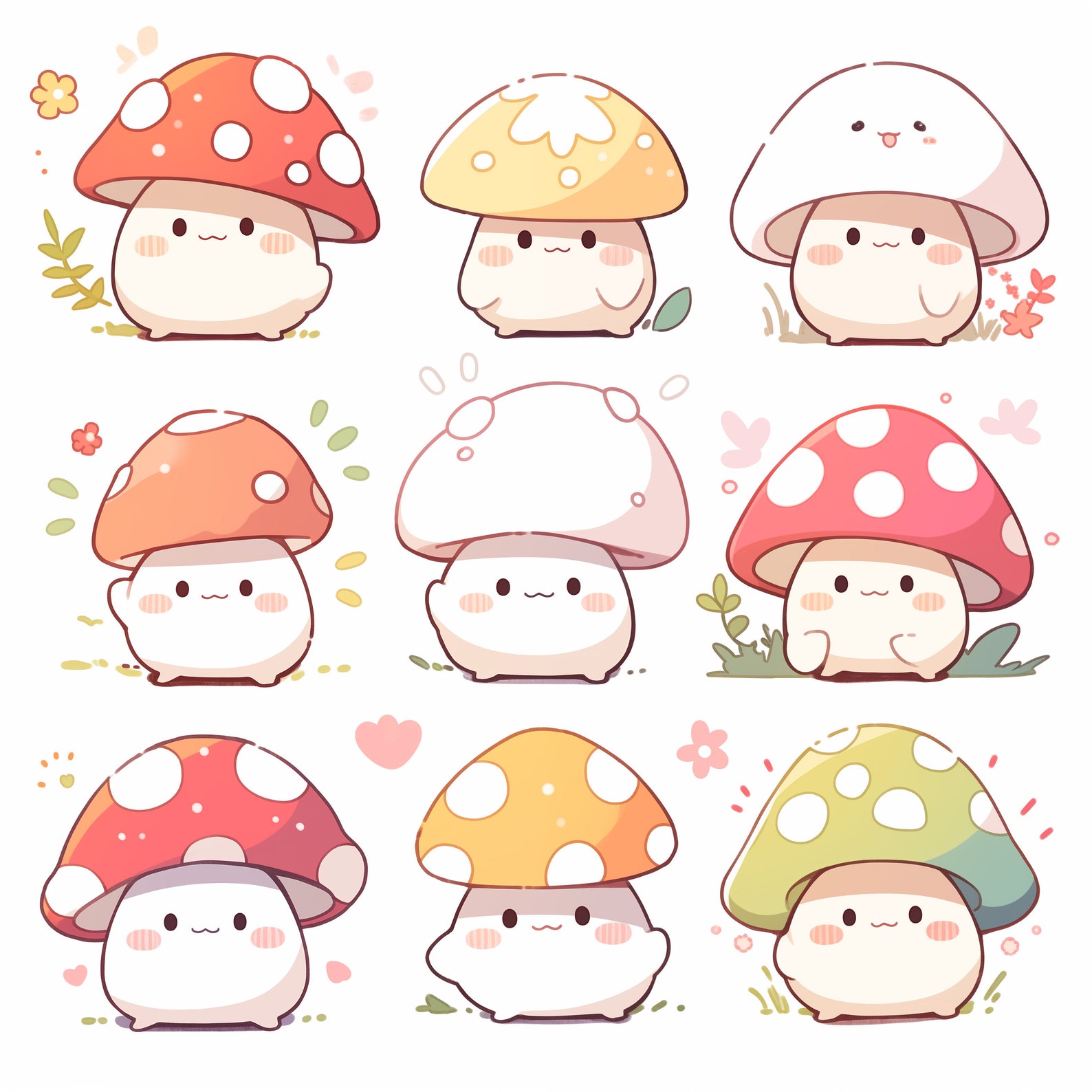 10 Kawaii Mushroom Clipart | Anime Animals, Cute Japanese Fungi ...