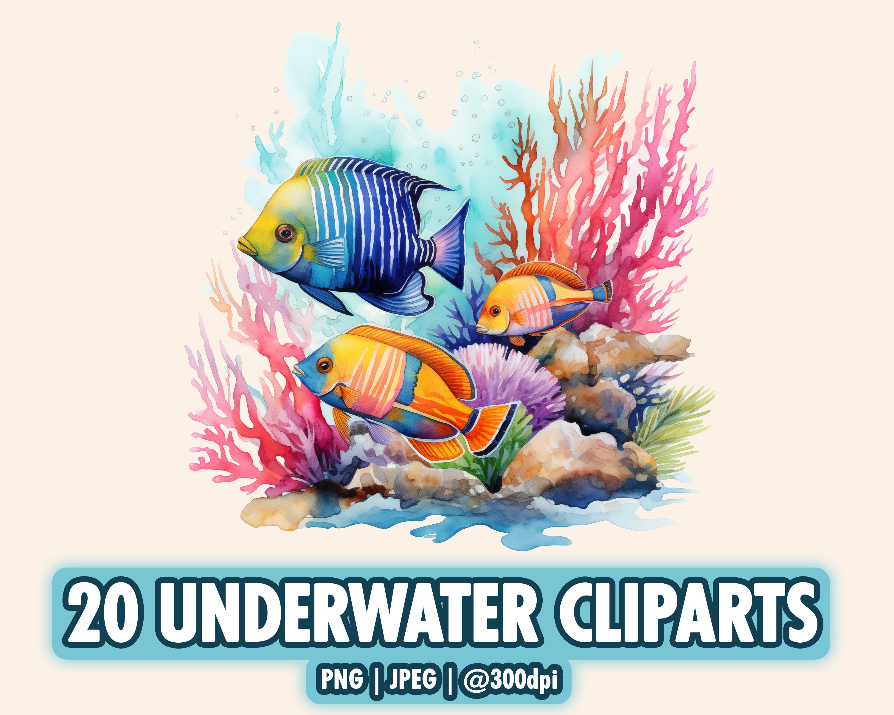 20 Underwater Cliparts Maritime, Nautical Digital Artwork, Ocean Design ...