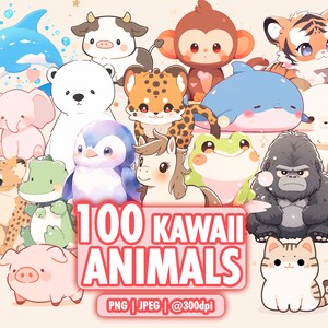100 Kawaii Animals Clipart | Anime Animals, Japanese Cat, Frog, Penguin ...