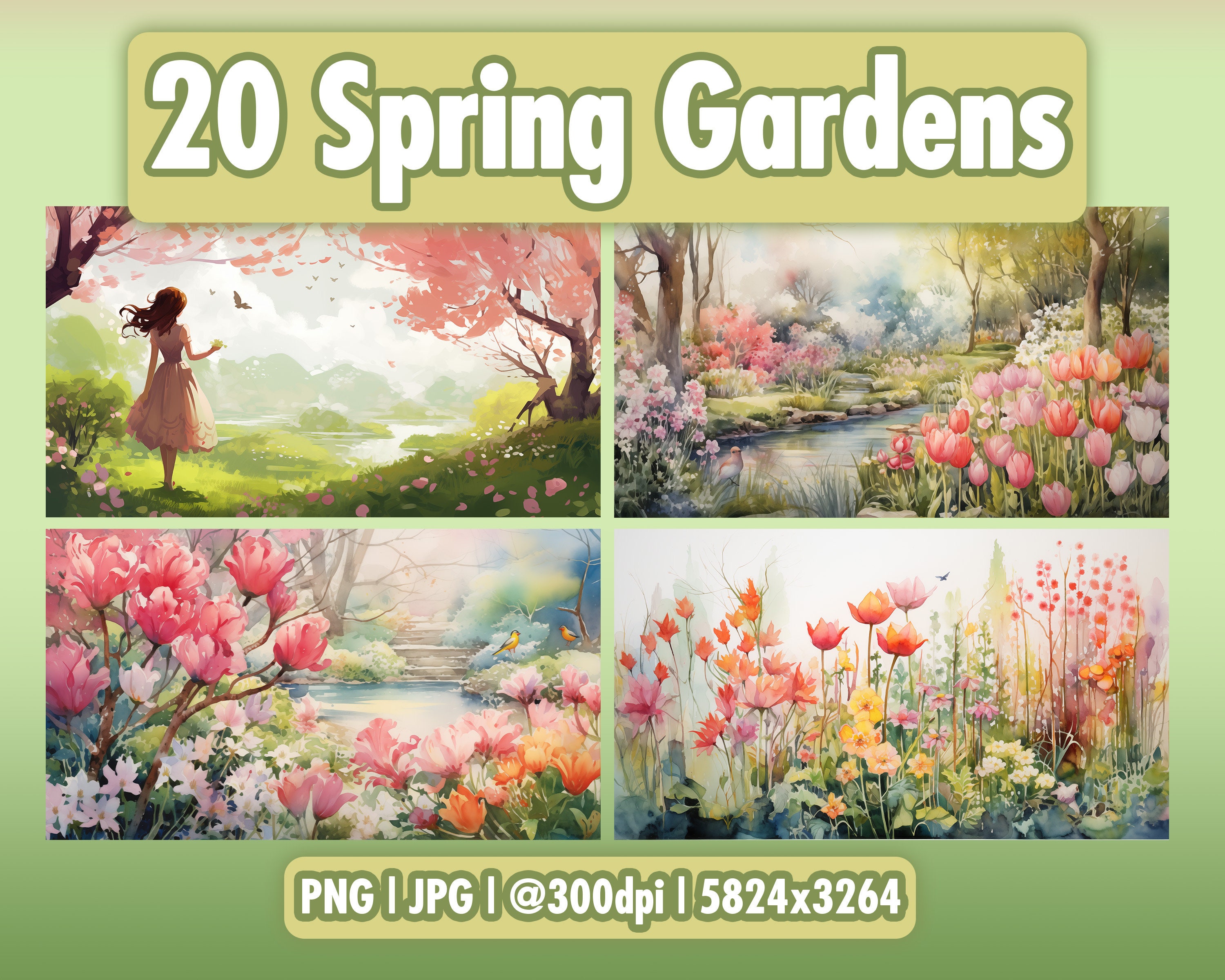 Spring Garden Vintage Paintings 20 Spring Landscapes & Sceneries ...