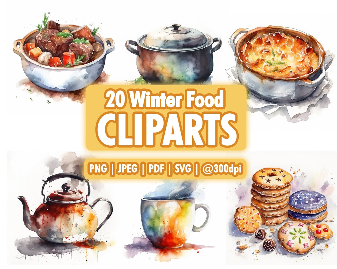 20 Winter Food Clipart | Food, Digital Artwork, Dinner Design, Cooking ...
