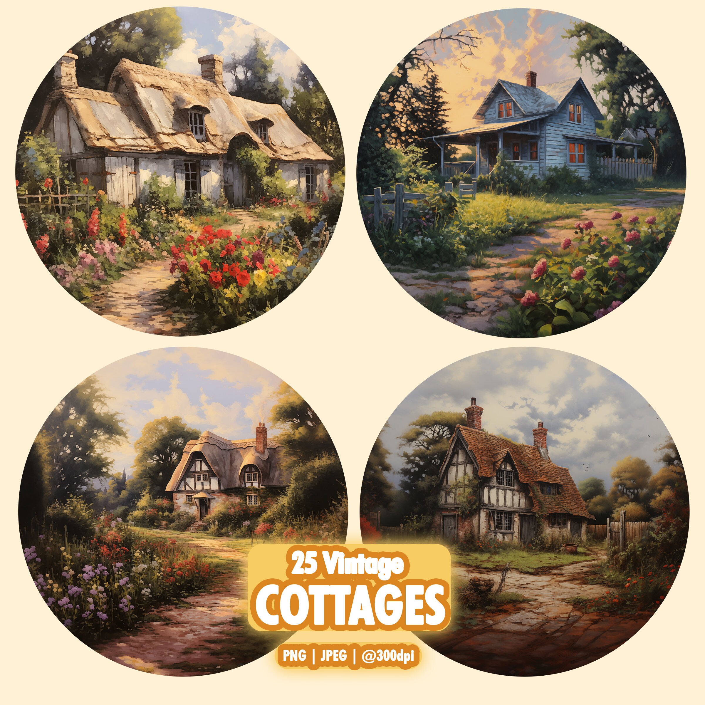 25 Vintage Cottage Clipart | Plants, Digital Artwork, Floral Design ...