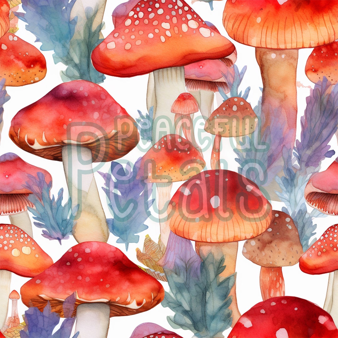 Mushrooms | Seamless Patterns | Instant Download | Printable Digital ...