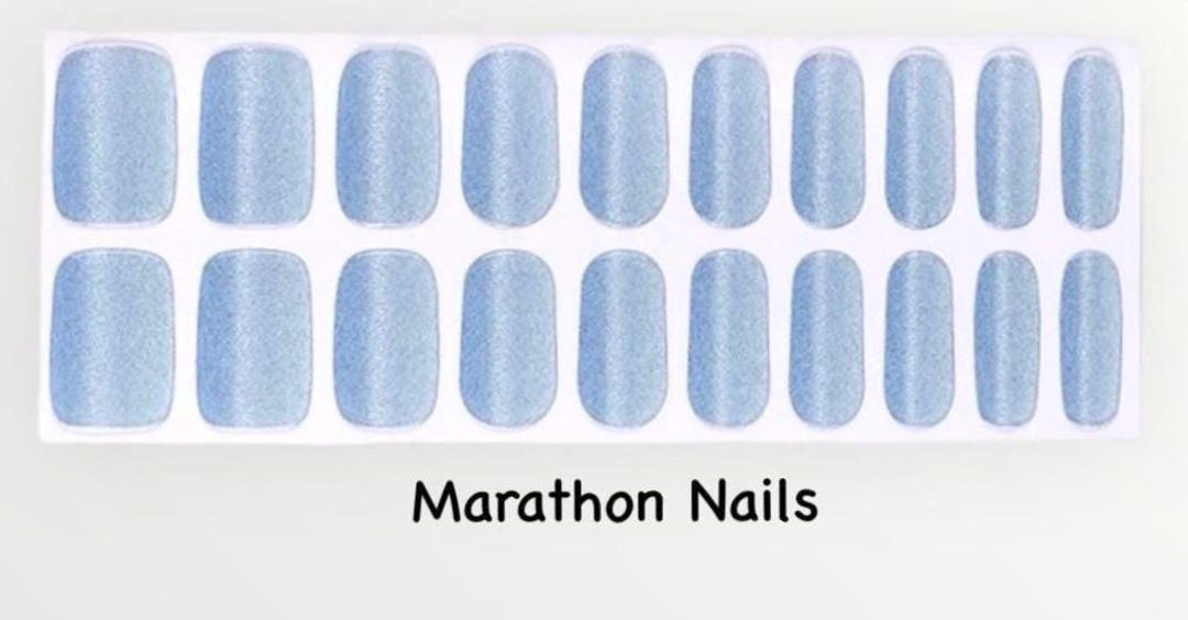 Light Blue Sparkle 20ct Semi Cured Gel Nail Wraps - Etsy