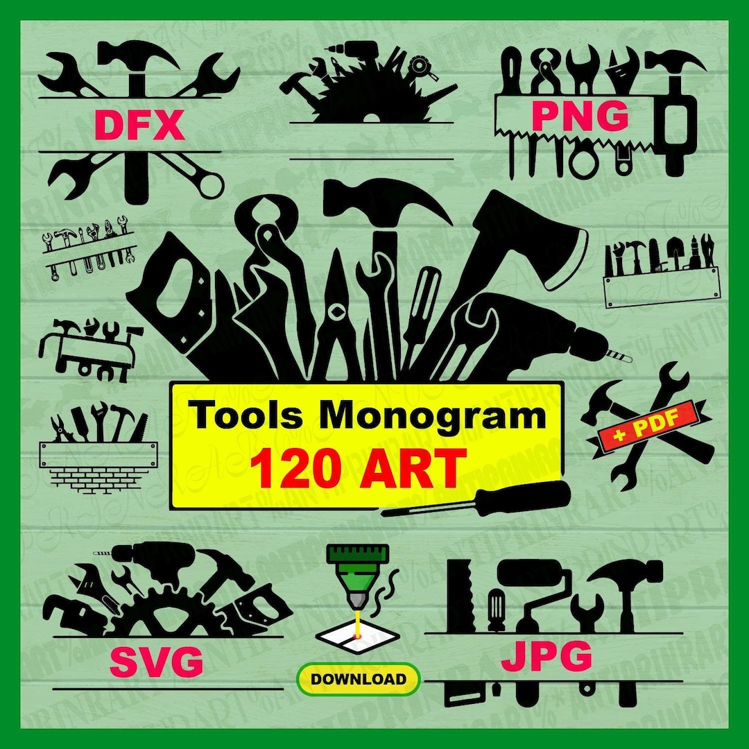 Mechanic Tools Svg Bundle, Tools Monogram DXF , Tool Box PNG, Repair ...