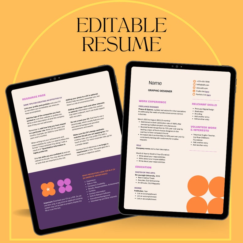 Resume Template , Professional Resume Template for Word & Pages, Clean ...