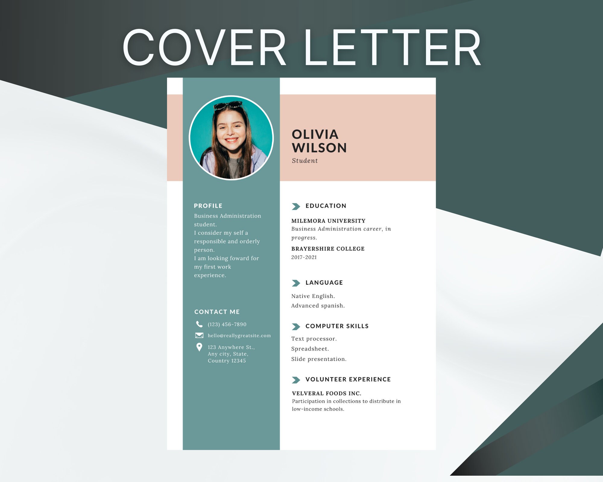Student Cv, Minimalist Resume Template, Editable Professional Resume ...