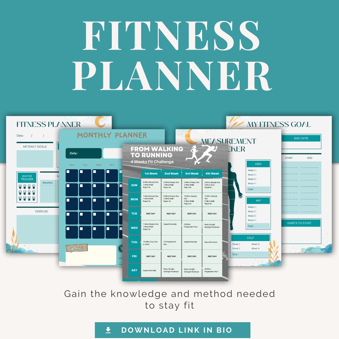 Monthly Fitness Planner, Workout Planner, Fitness Planner, Workout ...