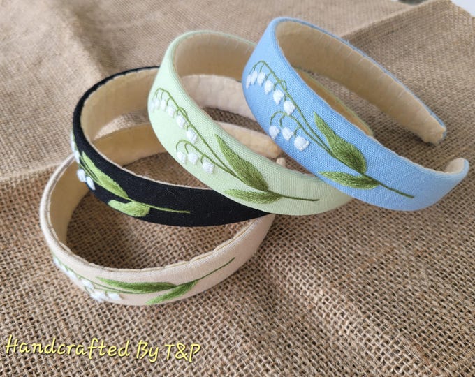 Embroidered Linen Headband, Hair Accessories, Gift for Her, Beauty ...