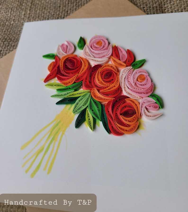 5 Quilling Cards, Bunches of Flowers, Birthday Card, Mother's Day Card ...