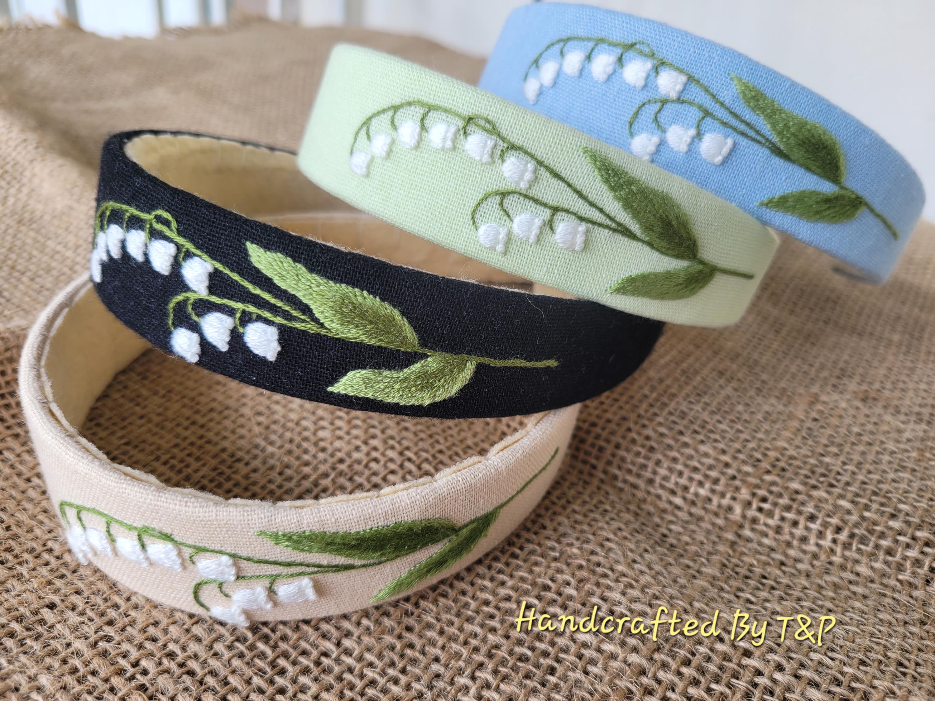 Embroidered Linen Headband, Hair Accessories, Gift for Her, Beauty ...