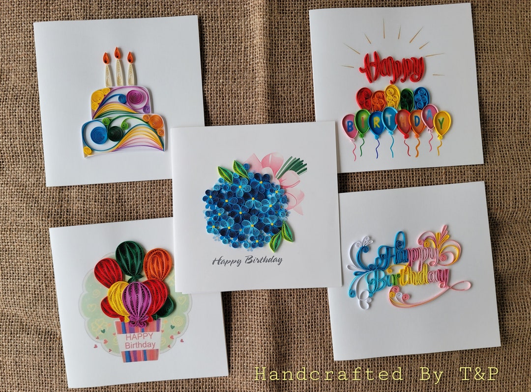 5 Birthday Quilling Cards, Greeting Cards, Handmade Cards - Etsy