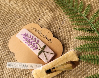 Floral Embroidered Hair Clips, Flower Linen Hair Clips Handmade ...