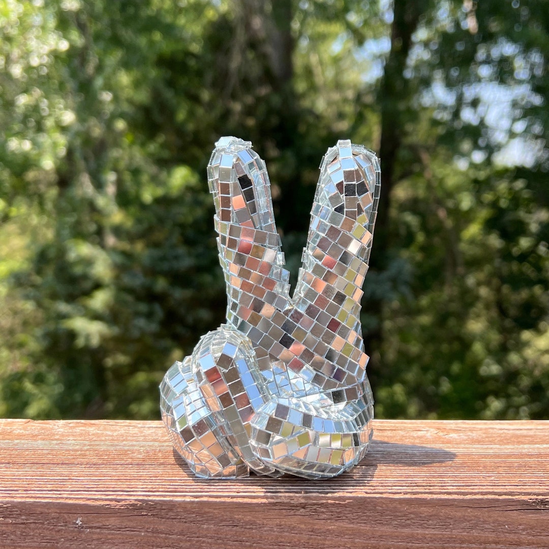 Disco Peace Hand ~ Disco Peace Sign Figurine ~ Silver Disco Hand ...