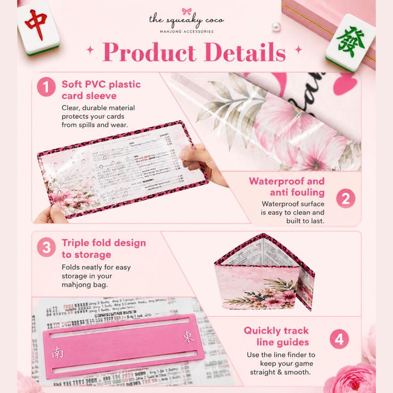 50 Mahjong Card Holders, Pink Leopard Floral Birthday Accessories - Etsy