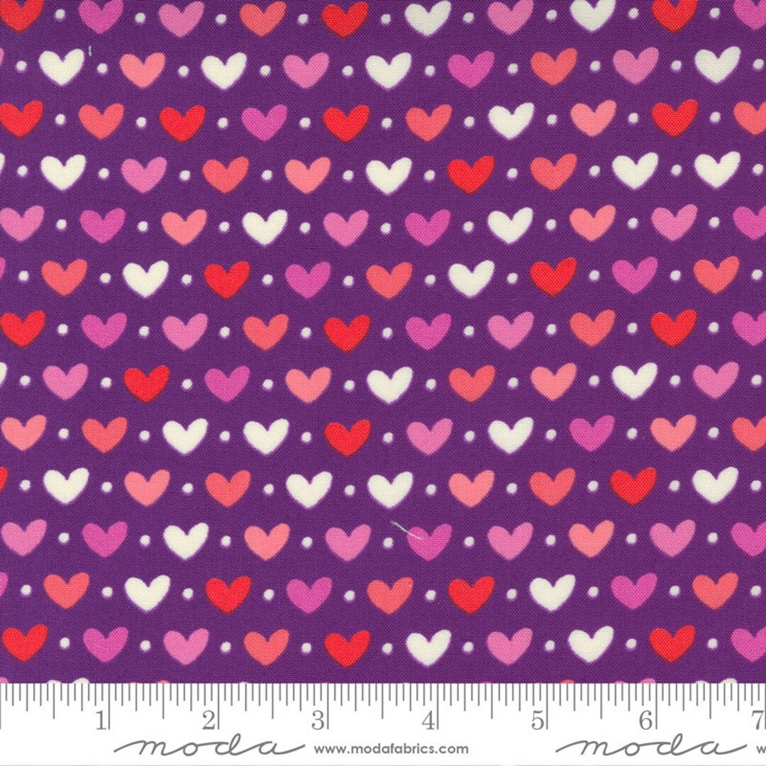 Moda Sincerely Yours 37610 Heart Print Fabric Purple Pink White ...