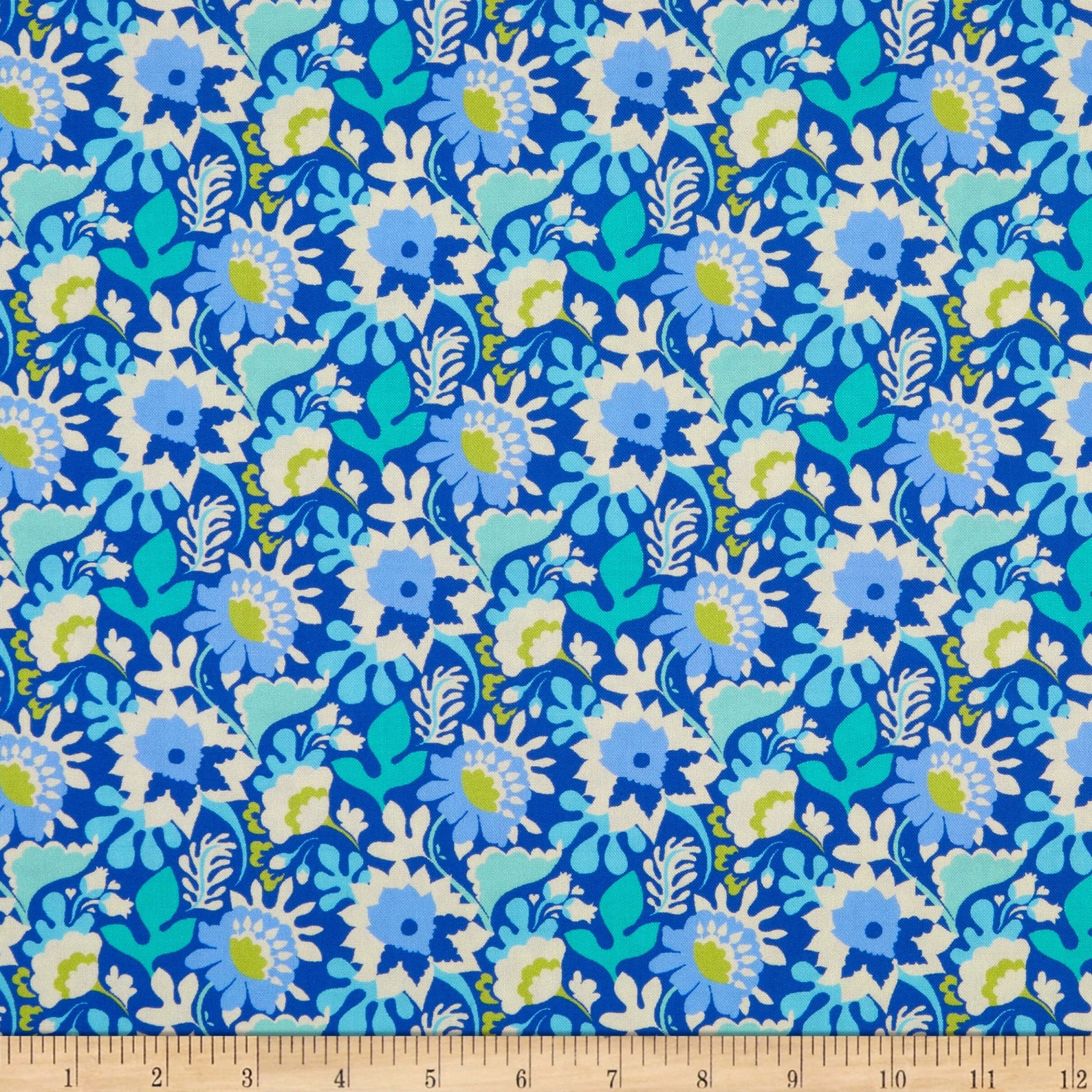 Windham Fabrics - Eden Flower Trail / Tropical Floral Blue & Green ...