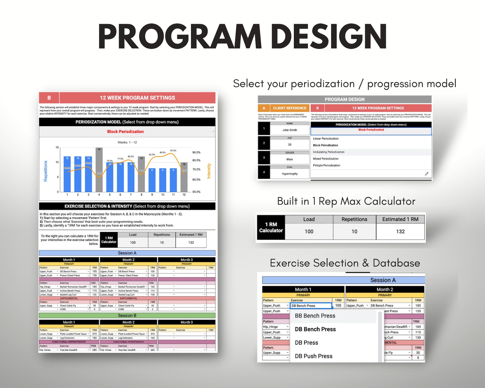 Workout Planner Template | Workout Program | Personal Trainer Exercise ...