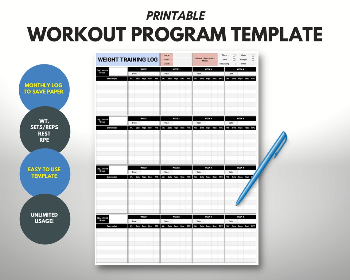 Personal Training Template: Workout Tracker, Fitness Planner (PDF) - Etsy