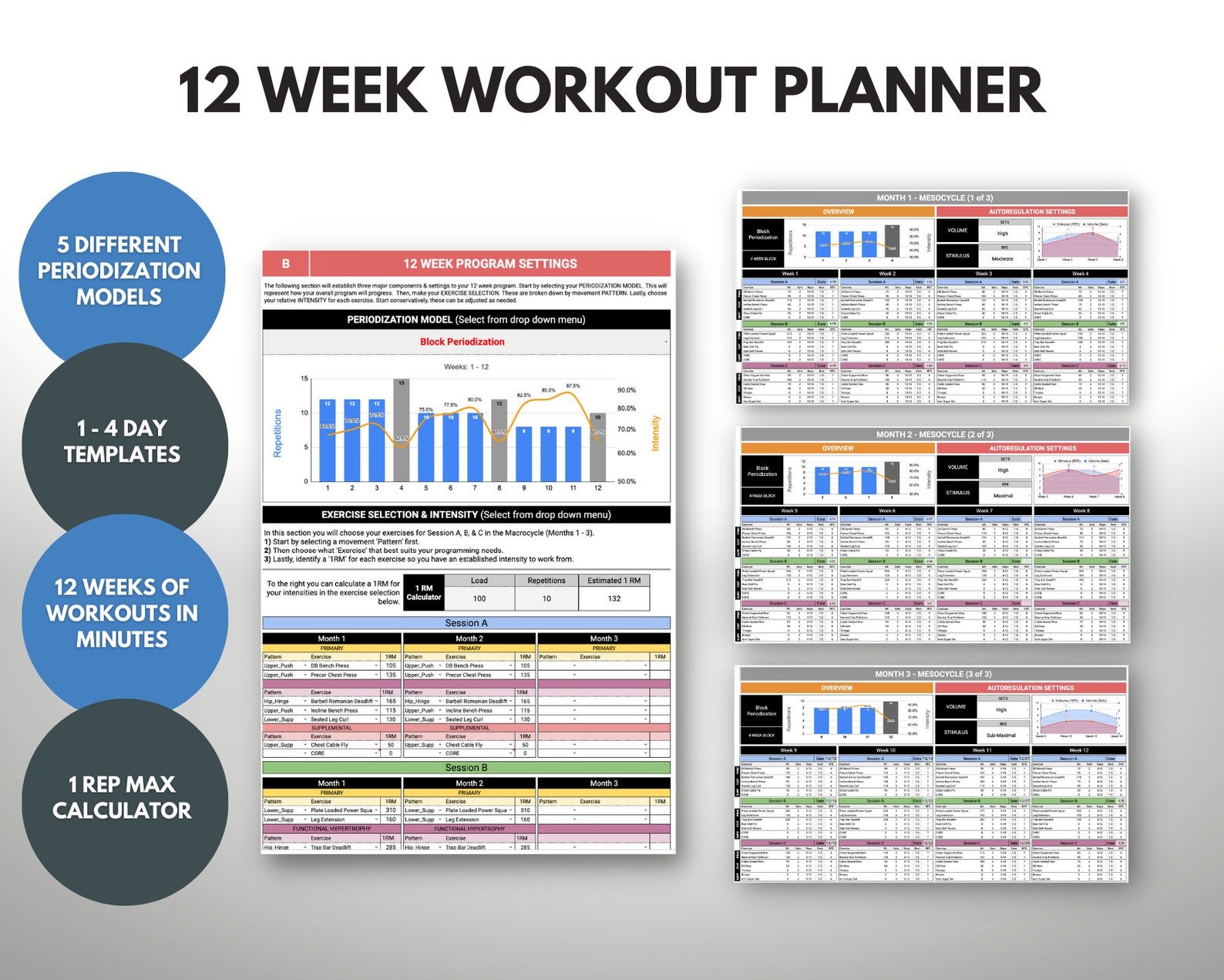 Workout Planner Template | Workout Program | Personal Trainer Exercise ...