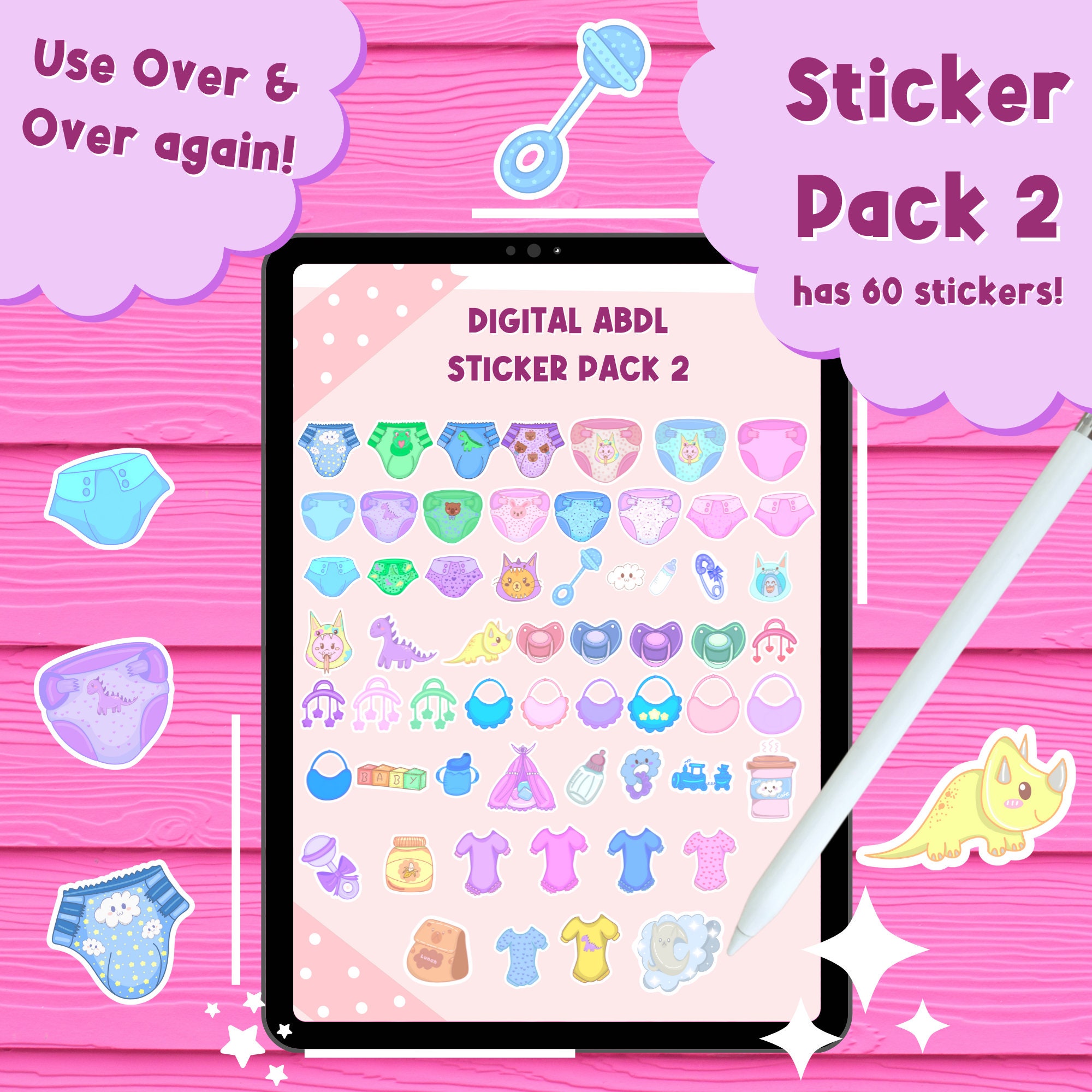 Kawaii 120 ABDL Little Space Digital Stickers CG/L Gift - Etsy
