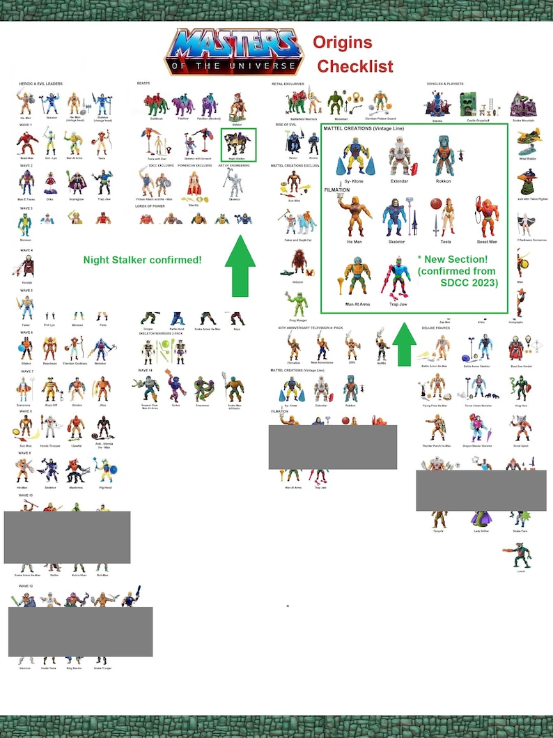 Masters of the Universe Origins Checklist Digital - Etsy Canada