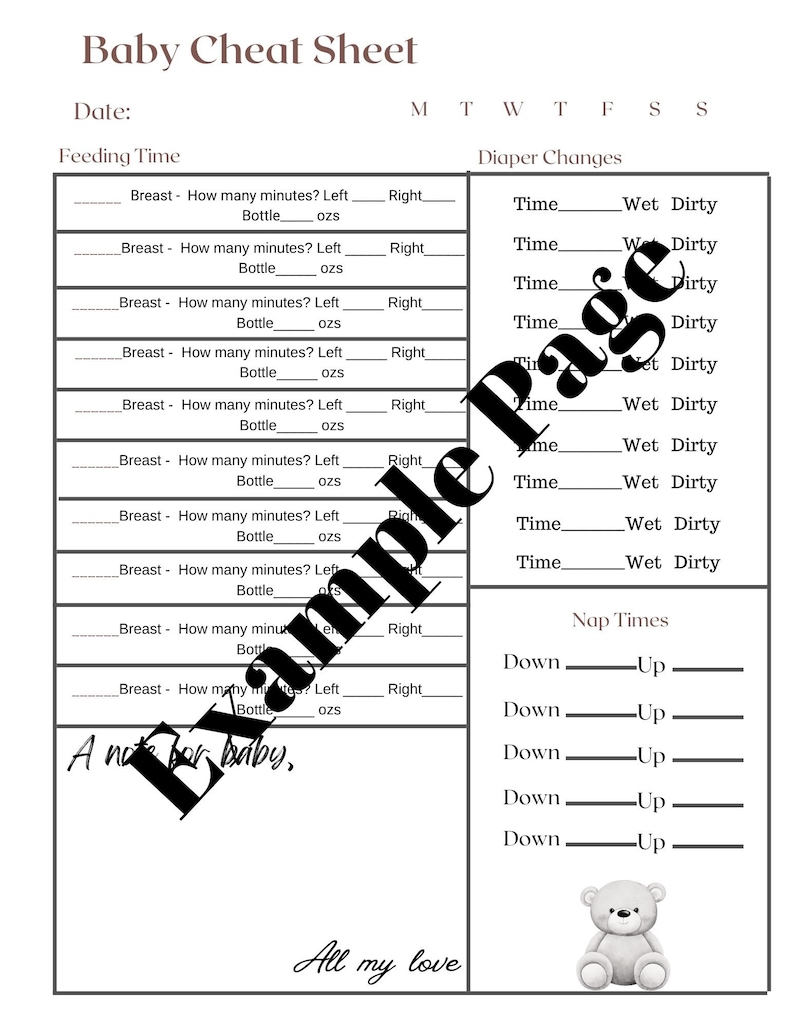 Baby Cheat Sheet Digital Copy - Etsy