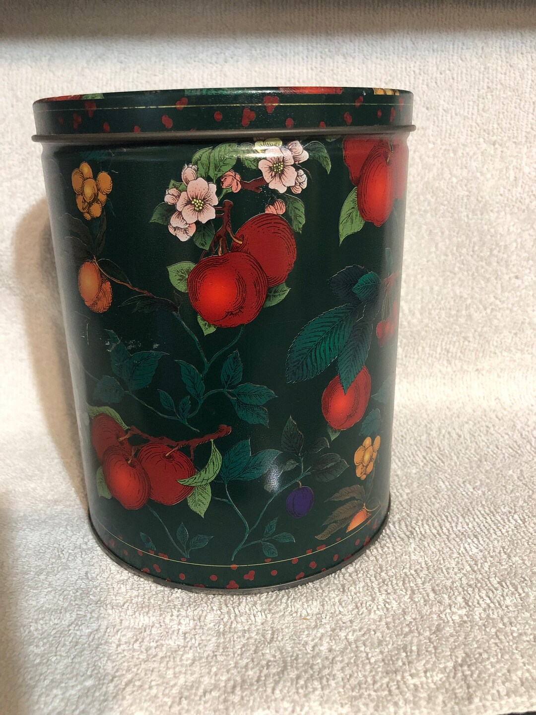 Decorative Metal Kitchen Tin Container Featuring Fruits, Flowers and ...