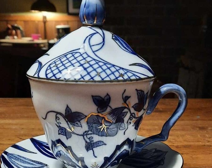 Bombay Porcelain Tea for One Lidded Teacup Set, Chinoiseries Pattern ...