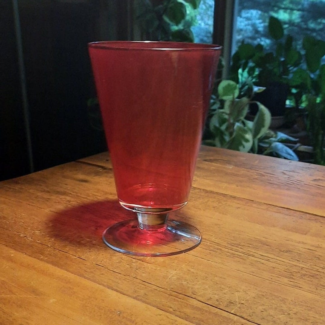 Large VTG Luminarc Glass, Large Flower Plant Holder, Ruby Red Vase ...