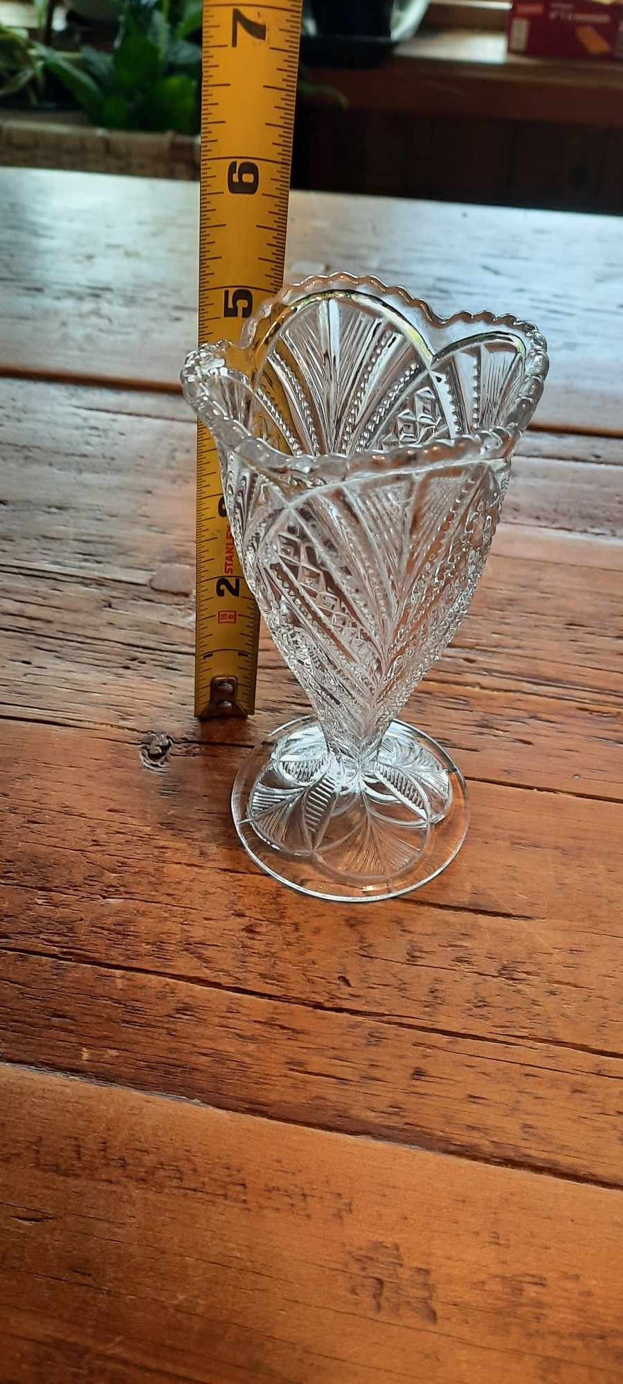 EAPG Palm Leaf Tulip Vase, Art Deco Bryce Higbee Glass Budvase, Boho ...