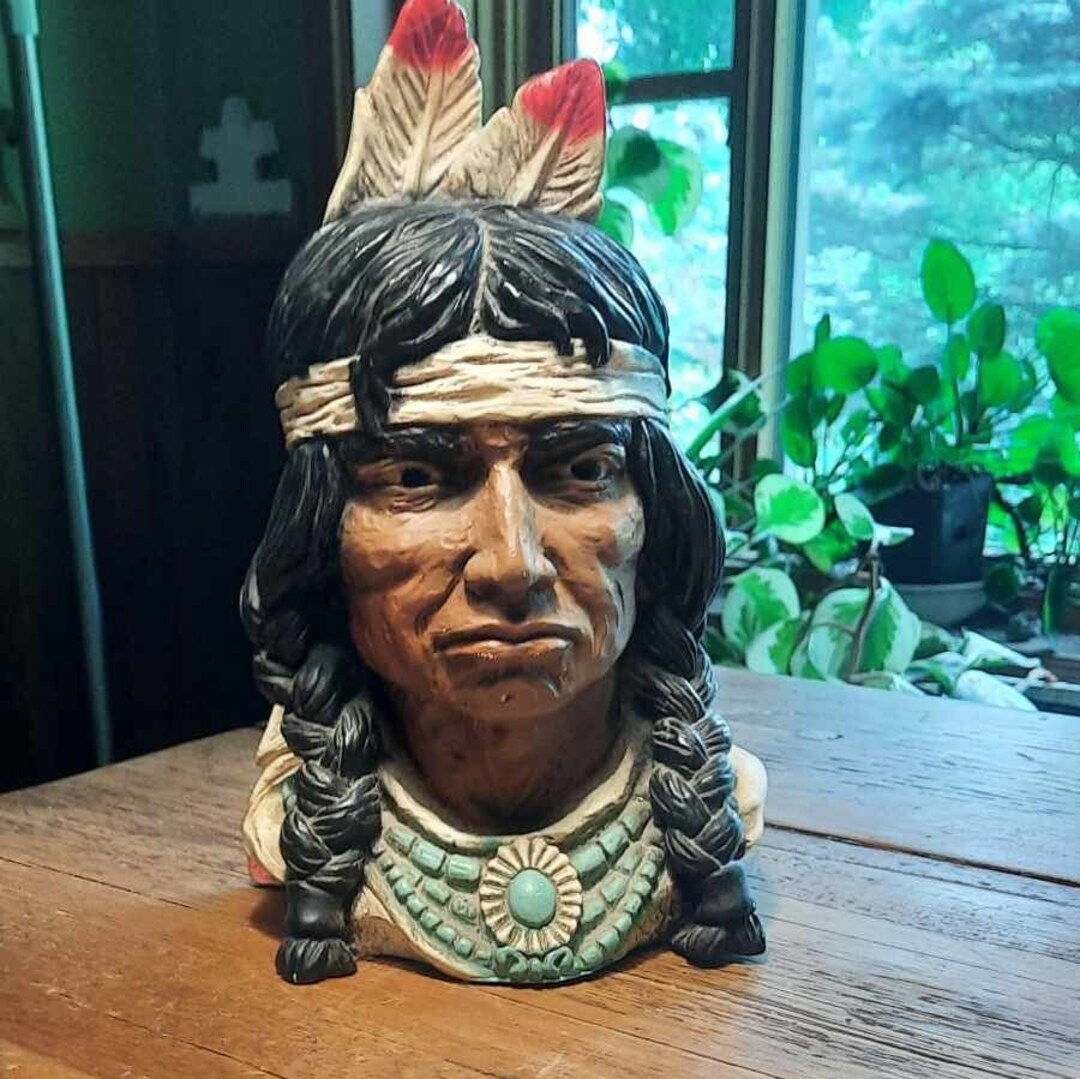 Native American Bust, First Nation Statue, Large Art Bookend, Universal ...