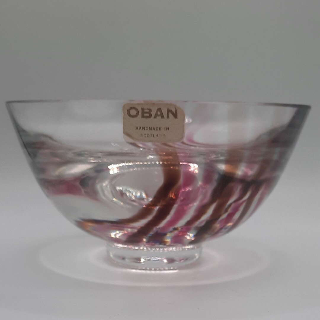 Irish Caithness Oban Footed Art Glass Bowl With Cranberry and Brown ...