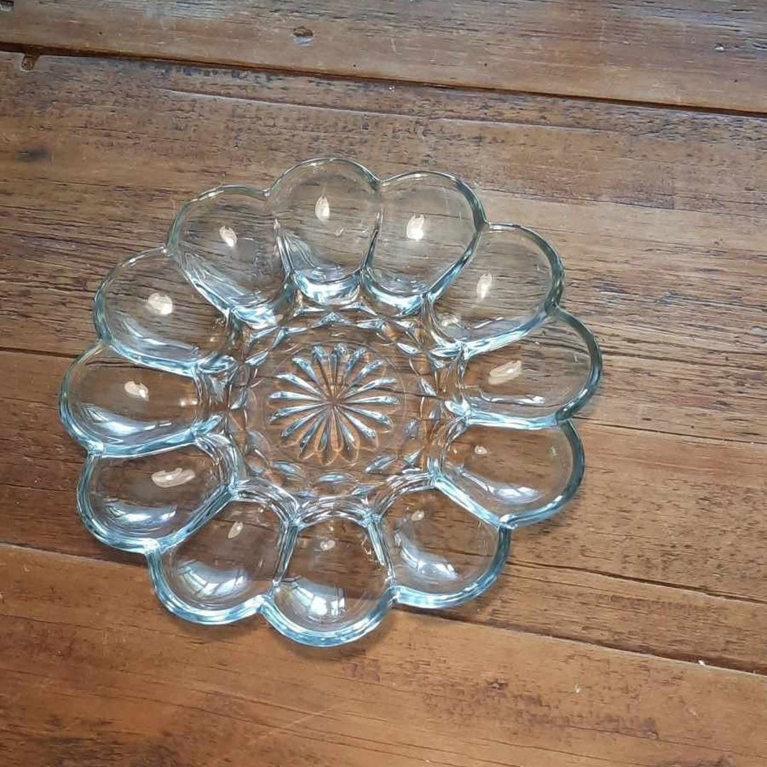 Anchor Hocking Deviled Egg Plate, Fairfield Pattern Clear Glass, Made ...