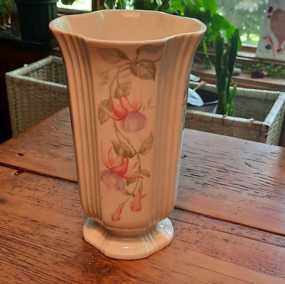 Ironstone Flower Vase, Royal Winton Pottery, Romantic Fushia Design ...
