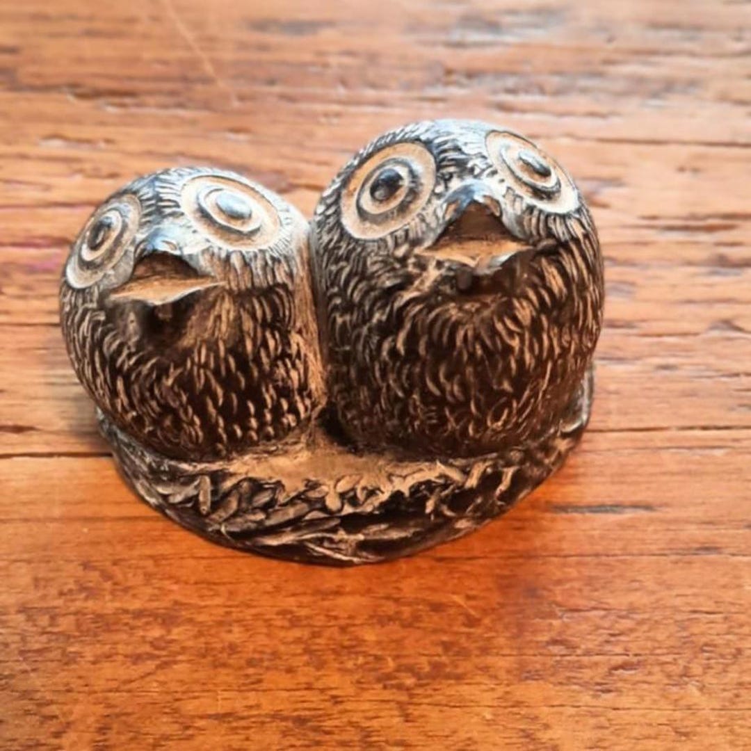 Miniature Inuit Art Owls Sculpture, Wildlife Bird, Collectable Black ...