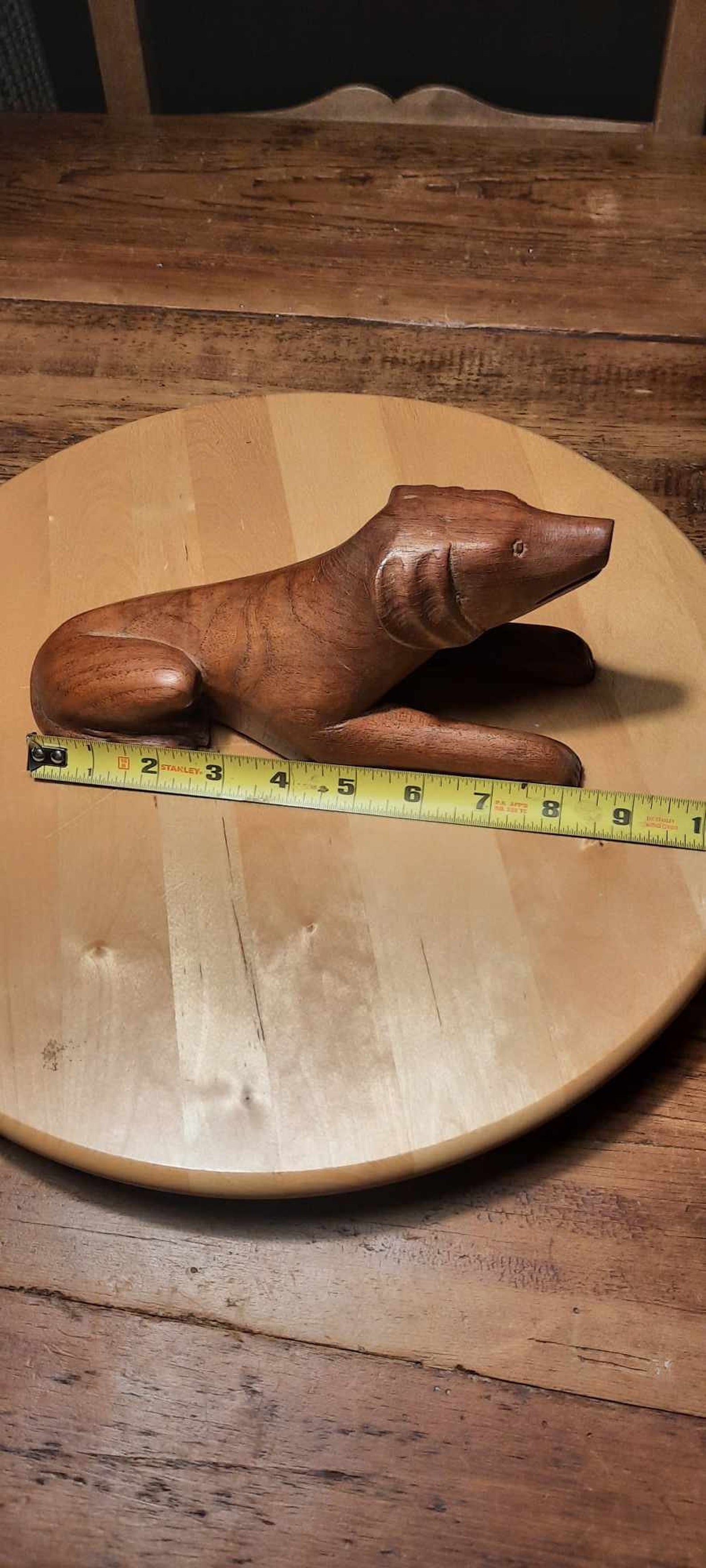 VTG Wood Carved Dog Sculpture, Minimalist Dog Figurine, MCM Home Decor ...