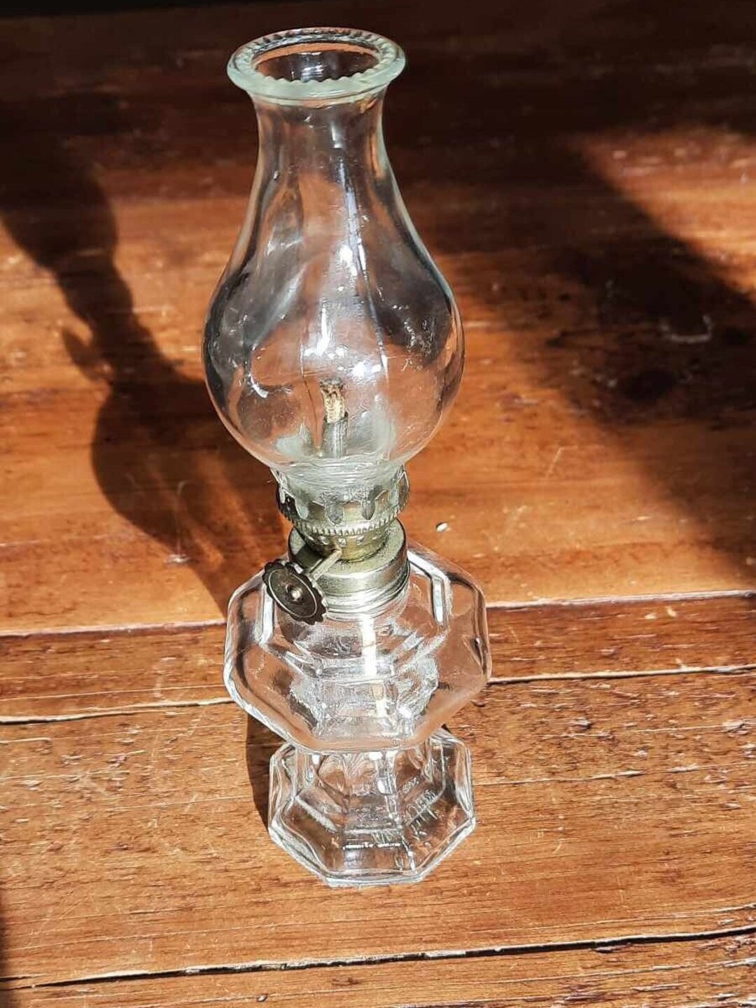 Miniature Oil Lamp, Hurricane Lamp, Night Lamp or Lantern, Clear Glass ...